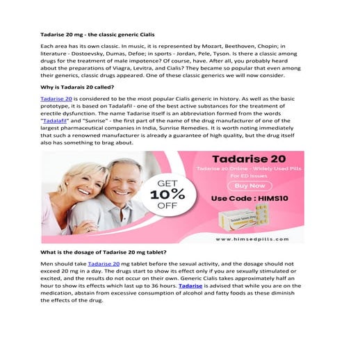 Super Tadarise by Sunrise Remedies (Generic Tadalafil and Dapoxetine ...