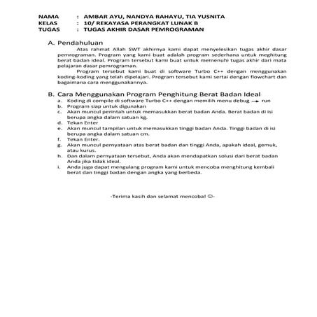 Tugas Akhir Dasar Pemrograman | DOCX