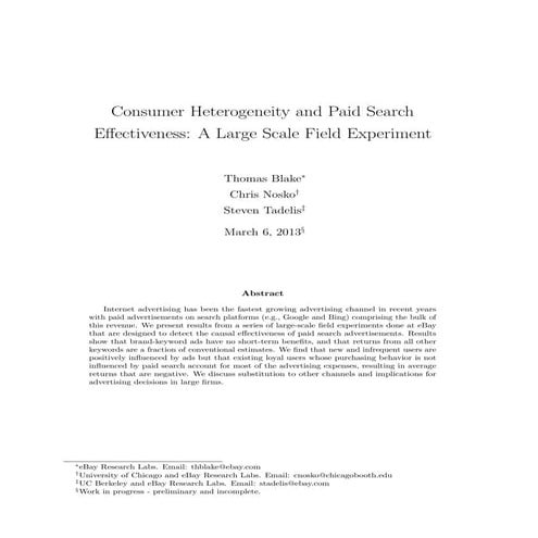 Consumer Heterogeneity and Paid Search EFFectiveness: A Large Scale ...