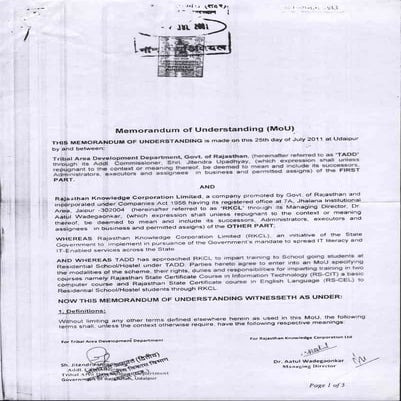 MoU with TAD Department | PDF