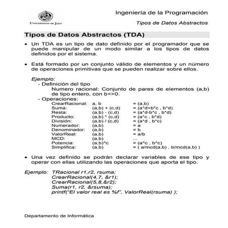 Tipos de Datos Abstractos (TDA) | PDF