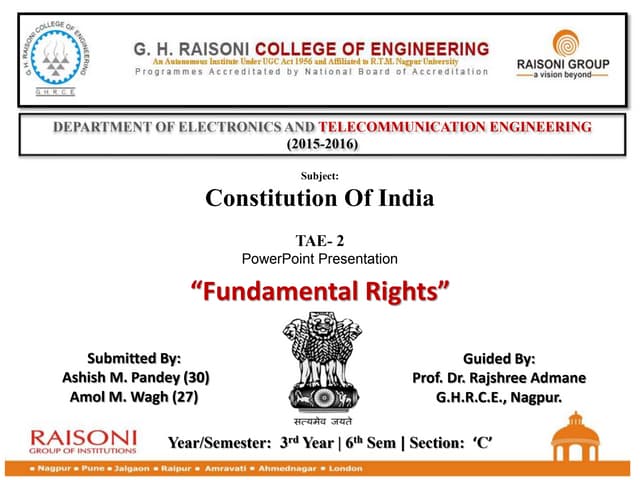 Fundamental rights of indian constitution | PPTX