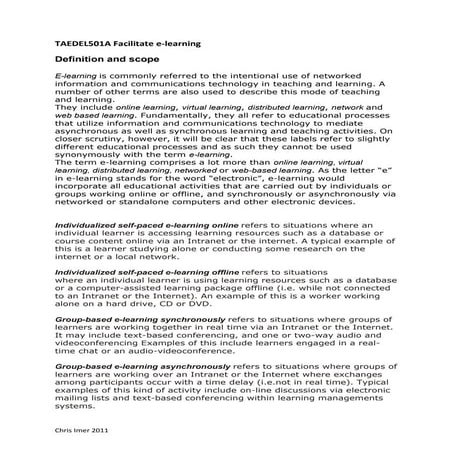 TAE facilitate e-learning | DOCX | Internet | Computing