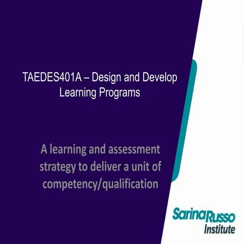 Taedes401 a – design and develop learning programs | PPTX