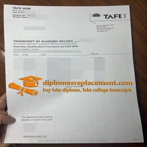 How much to order a fake TAFE NSW Transcript.pdf