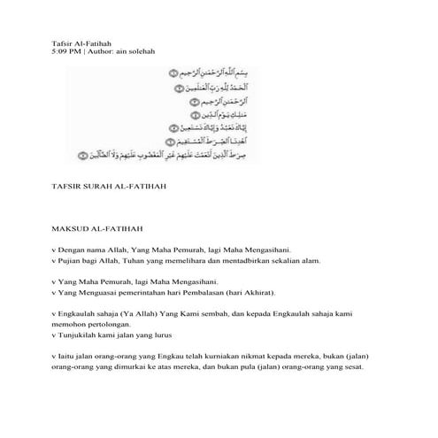 Tafsir al fatihah | DOCX