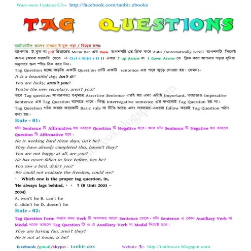 Tag questions by tanbircox | PDF