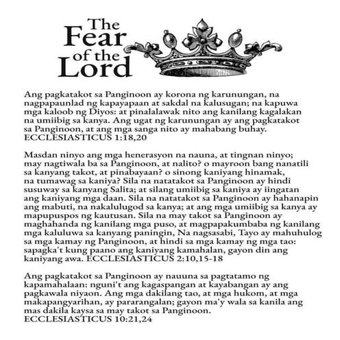 Tagalog The Fear of the LORD Tract | PDF