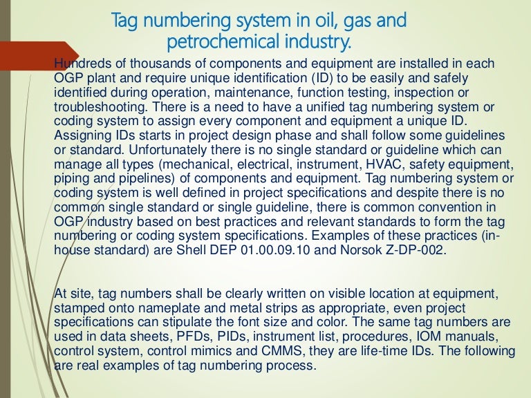 Tag numbering system