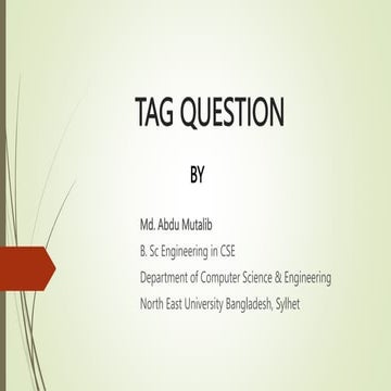 SSC Tag Question || Egnlish Grammar || | PPTX