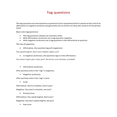 Tag questions | PDF