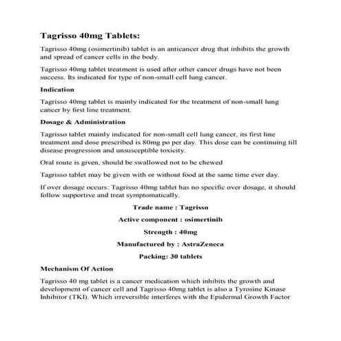 Tagrisso 40mg tablets | cancer treatment | PDF | Pregnancy ...