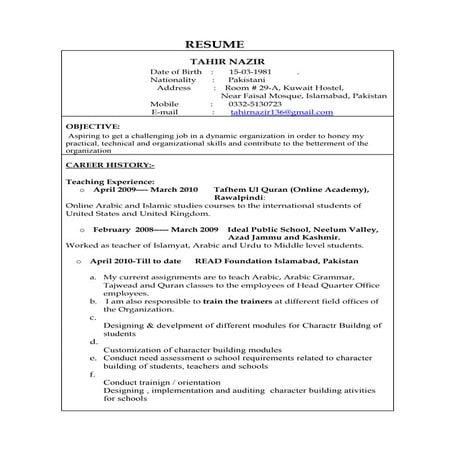 Tahir resume - | DOCX