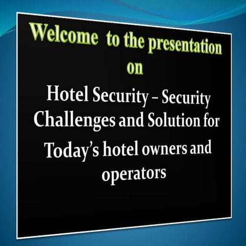 Safety & security in hotels | PPTX