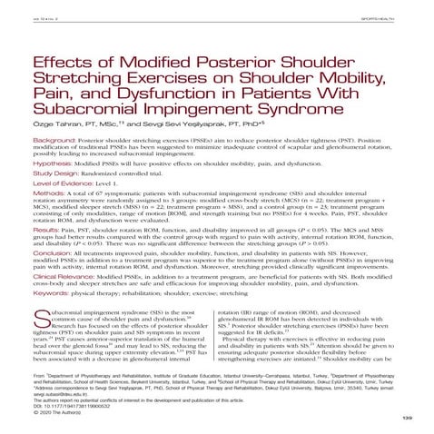 Tahran 2020 modified posterior shoulder stretching exercises sis | PDF