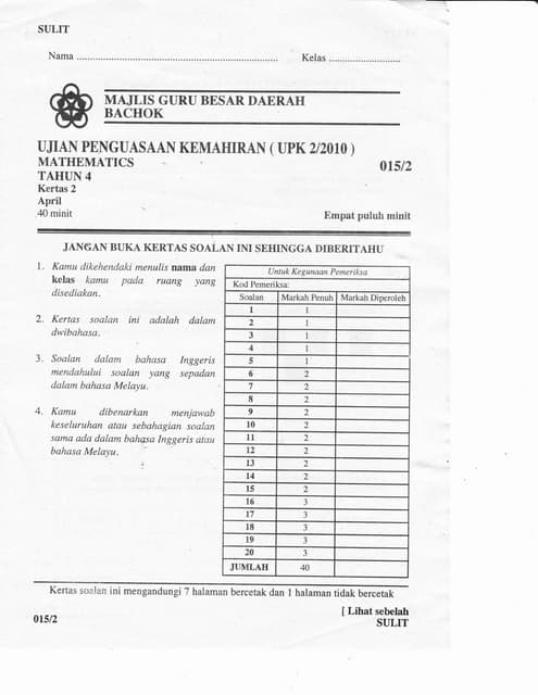 Matematik Tahun 4 Bahagi Pdf