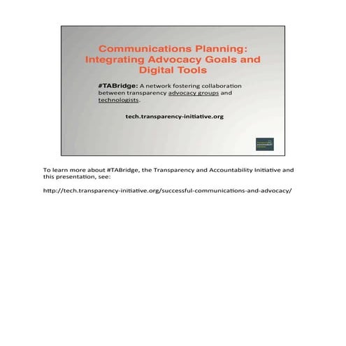 TABridge Webinar: Communications Planning | PDF