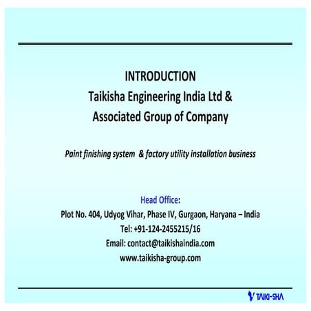 Taikisha Engineering India Limited, Gurgaon, Painting Plants And ...