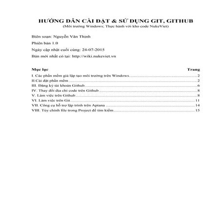 Hướng dẫn cài đặt & sử dụng git, github | PDF