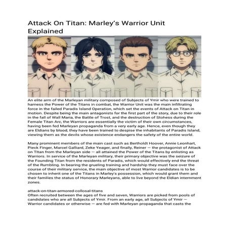 Attack On Titan: Marley’s Warrior Unit Explained | DOCX