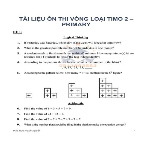 Level 2 preliminary round TIMO questions | PDF