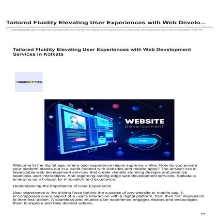 Tailored Fluidity: Elevating User Experiences with Web Development Services in Kolkata | PDF ...