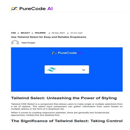 Use Tailwind Select for Easy and Reliable Dropdowns - Blogs | PDF