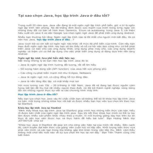 Tai sao chon java hoc lap trinh java o dau tot | DOCX