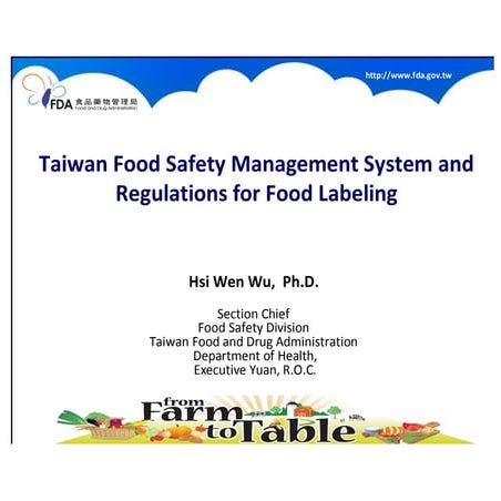 Taiwan Food Safety & Regulations for Food Labeling | PDF