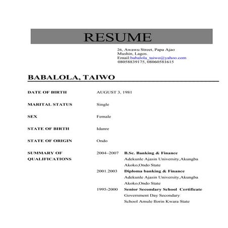 arogundade CV | DOCX