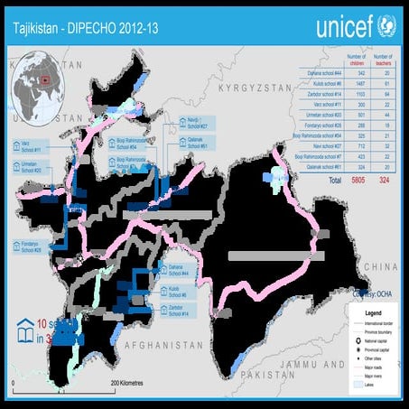 DIPECHO 2012 - 2013 country level school map - Tajikistan | PDF | Professional School ...