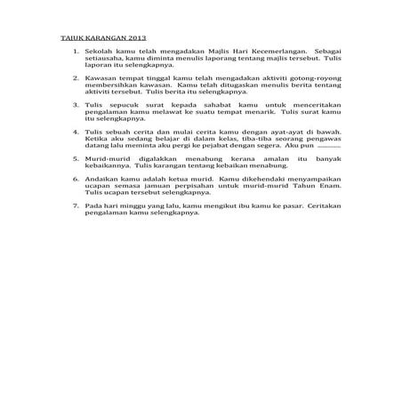 Tajuk karangan 2013 | DOCX