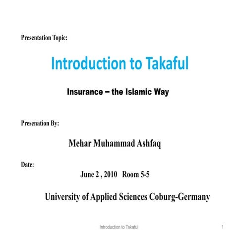 Takaful presentation by muhammad ashfaq | PDF