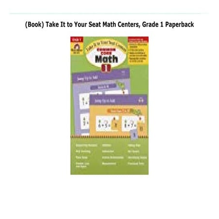 (Book) Take It to Your Seat Math Centers, Grade 1 Paperback | PPT