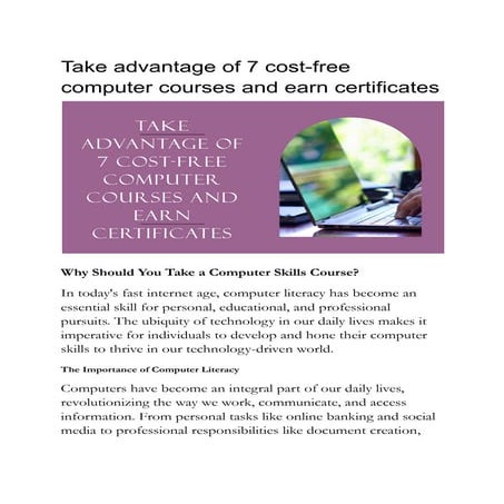 Take advantage of 7 cost-free computer courses and earn certificates | PDF