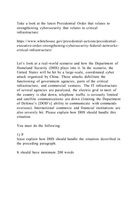 Presidential Decision Directive 21 (PDD-21) identifies 16 critical i.docx