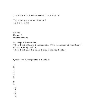 ) TAKE ASSESSMENT EXAM 3Take Assessment Exam 3Top of For.docx