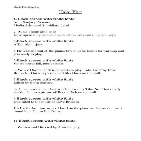 Take Five script FINAL DRAFT | PDF