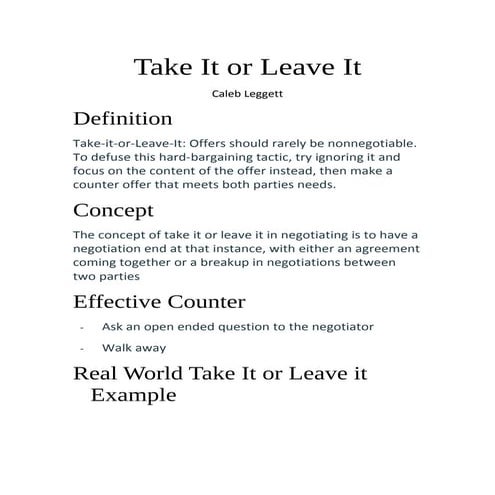 Take it or leave it | PDF