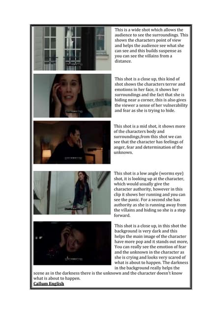 Camera shots and angles for a horror and thriller film | PPT