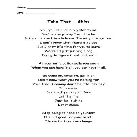 Take that shine lyrics | DOC