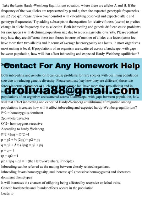 Genetic Equilibrium Equation BACK TO THIS EQUATION… We Can See What
