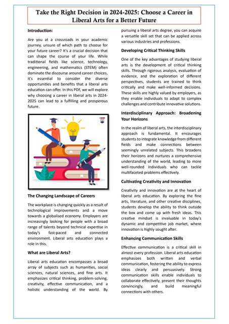 Benefits of a Liberal Arts Education | PDF