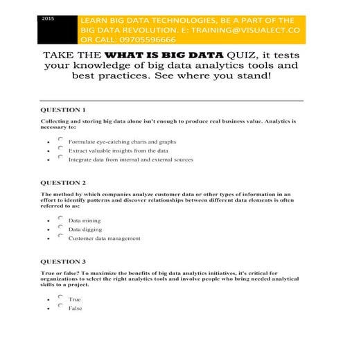 Take the what is big data quiz | PDF