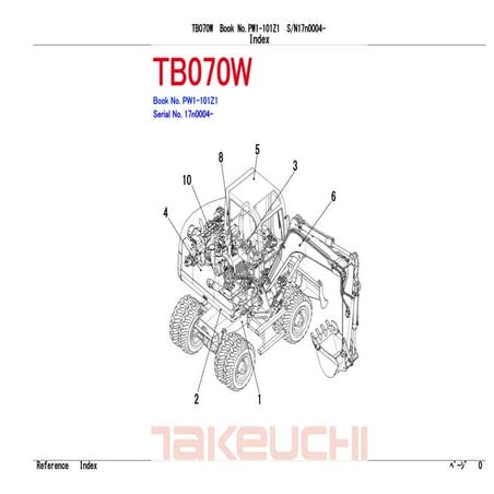 Takeuchi tb070 w compact excavator parts catalogue manual | PDF