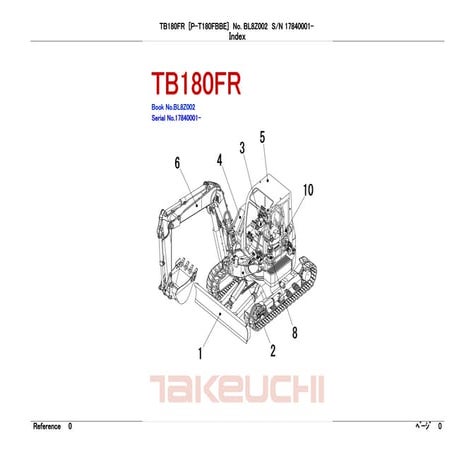 Takeuchi tb240 mini excavator parts catalogue manual (serial no ...
