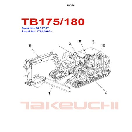 Takeuchi tb150 c hydraulic excavator parts catalogue manual serial no ...