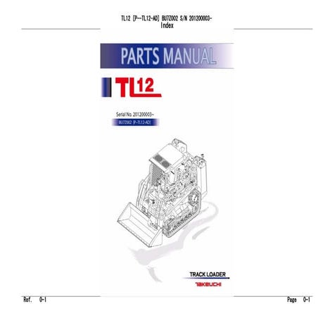 Takeuchi tl12 track loader service repair workshop manual (serial no ...