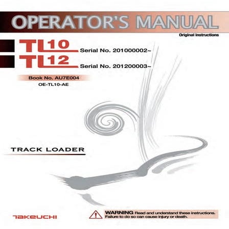 Takeuchi tl8 tl10 tl12 track loader operator manual | PDF