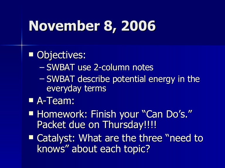 Taking 2 column notes